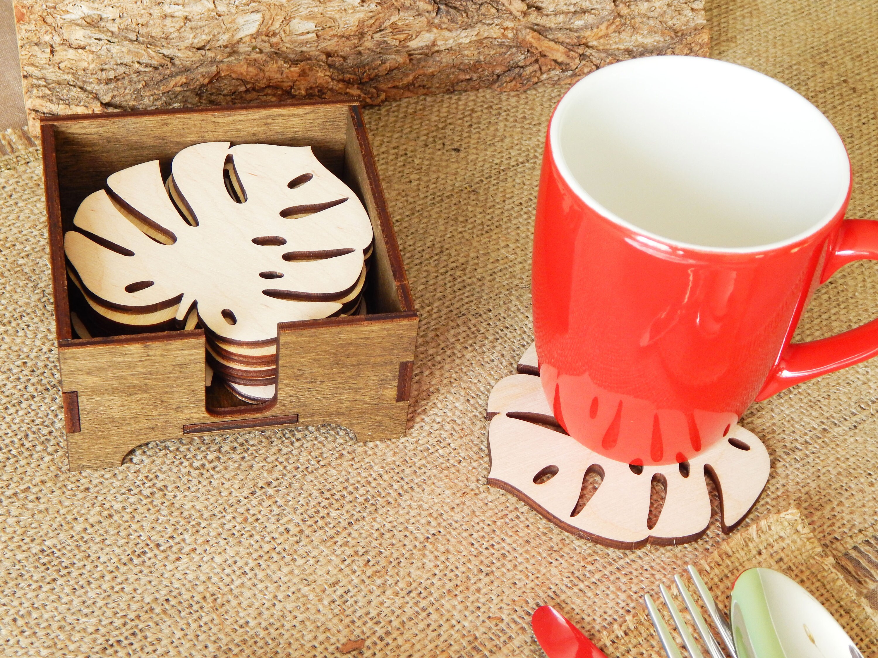 Monstera Leaf Coasters Drink coasters Plant coasters | Etsy