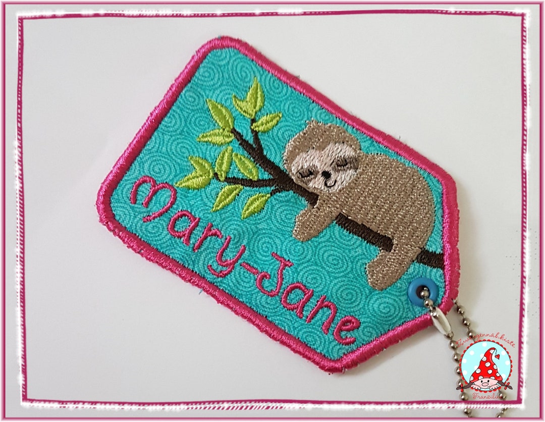 Name Tag With Name Sloth and Motif Pendant Satchel School Cone Candy ...