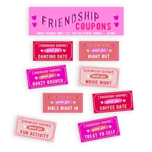 Friendship BFF Printable Coupons. DIY Galentine Download Gift Idea ...