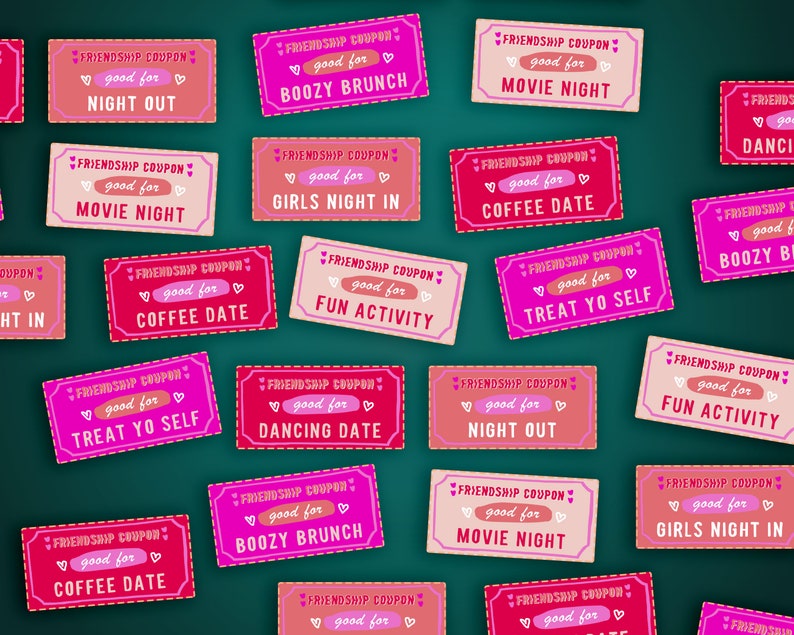 Friendship BFF Printable Coupons. DIY Galentine Download Gift Idea ...