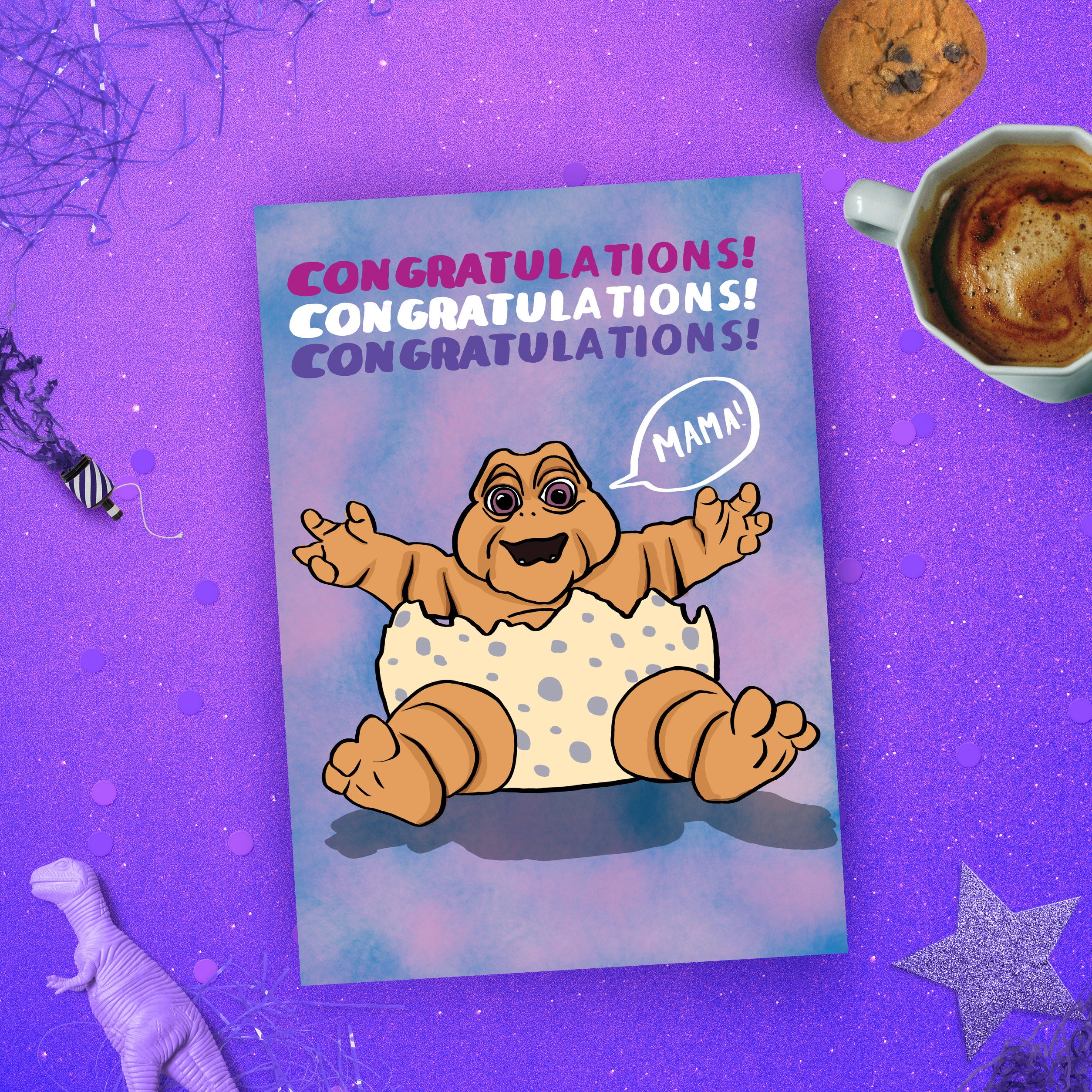 Dinosaurs Baby Card Congratulations Baby Funny Newborn | Etsy