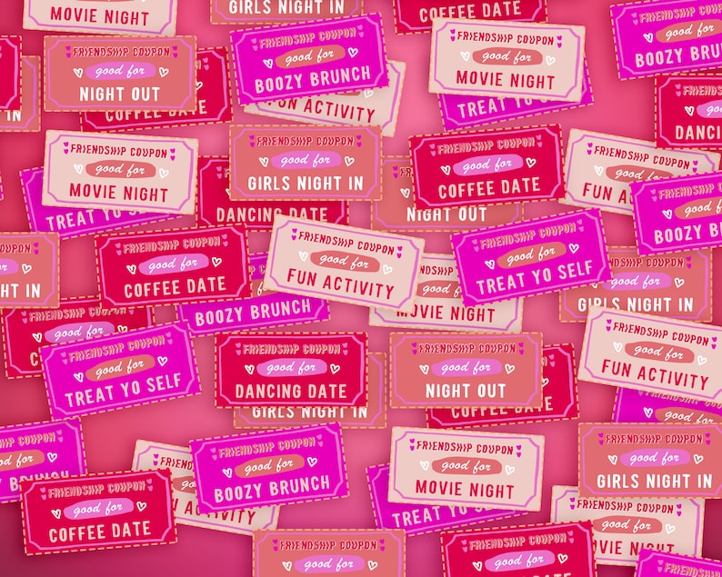 Friendship BFF Printable Coupons. DIY Galentine Download Gift Idea ...