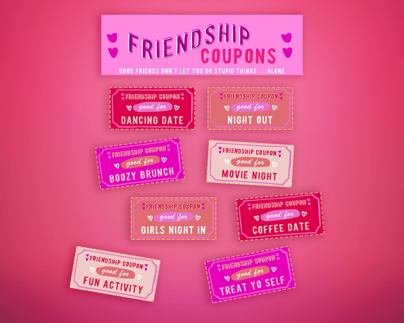 Friendship BFF Printable Coupons. DIY Galentine Download Gift Idea ...