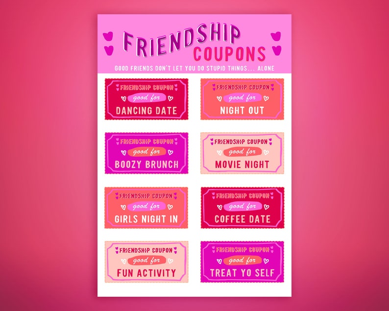 Printable Friendship Coupons Printable Word Searches