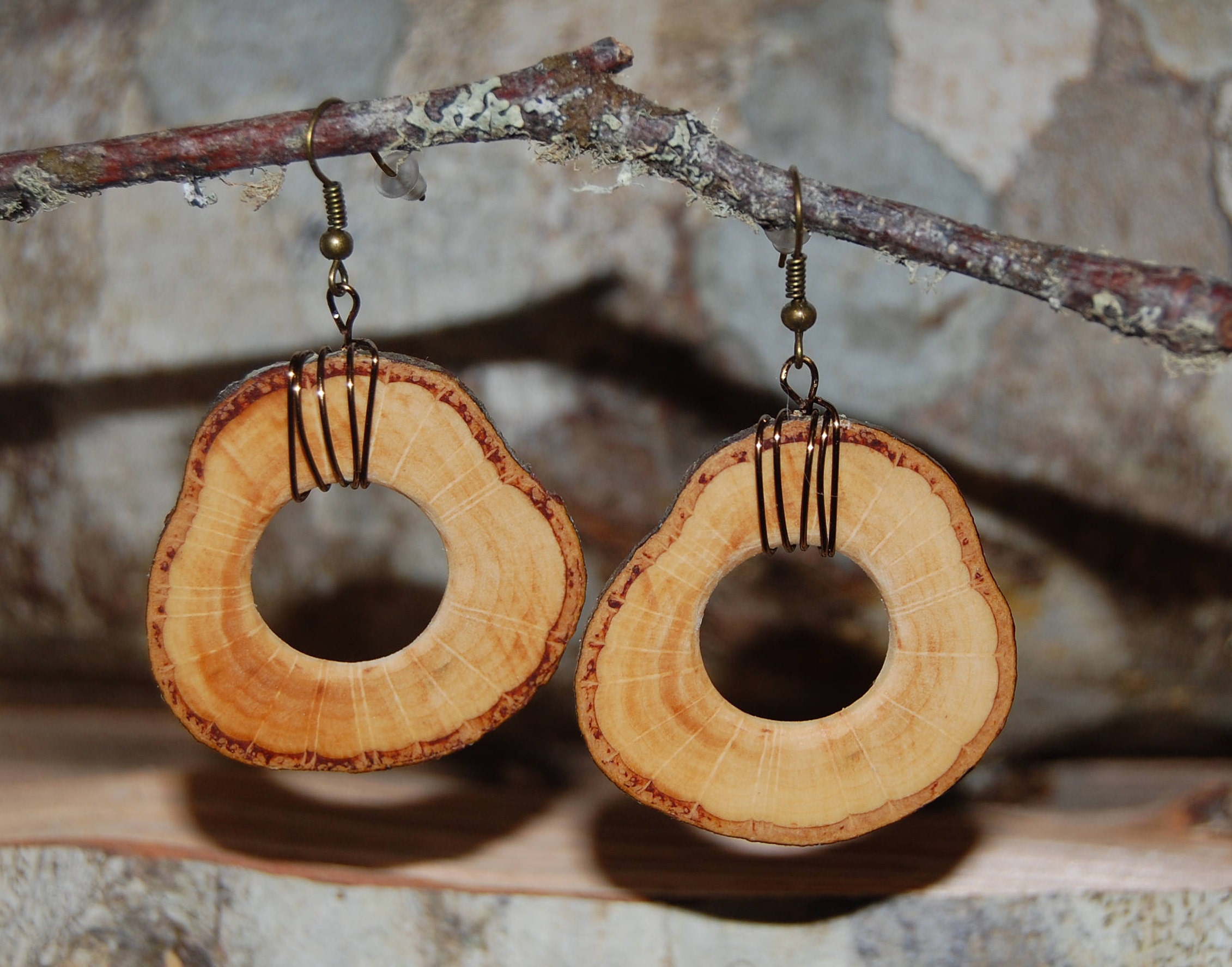 Unique Wood Hoop Dangle Earrings Alder Wood Slice Earrings | Etsy Unique Wood Hoop Dangle Earrings Alder Wood Slice Earrings | Etsy