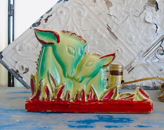 Vintage Richard Singer & Sons Ceramic Deer and Flowers Lamp 1950s - Etsy