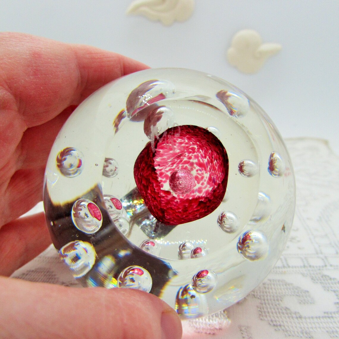 Pink Art Glass Paperweight - Etsy