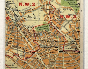 1940s VINTAGE LONDON MAP, North West London, Kilburn, Maida Vale ...