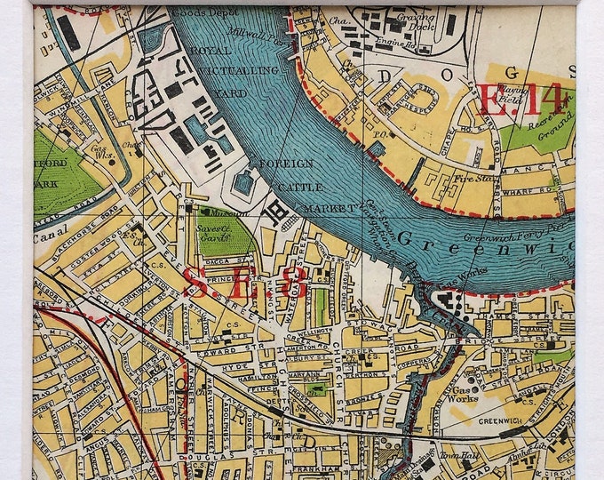 1930s VINTAGE LONDON MAP, South East London, Deptford, Greenwich ...