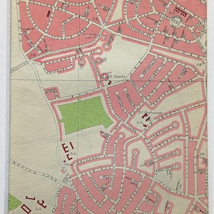 1952 VINTAGE BIRMINGHAM MAP, North Birmingham, Kingstanding, Matted ...
