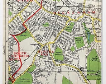 1930s VINTAGE LONDON MAP South London Stockwell Clapham - Etsy