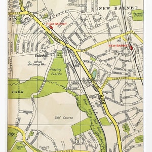 1940s VINTAGE LONDON MAP North London Barnet Whetstone - Etsy