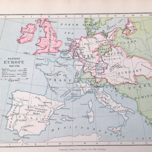 Europe Map 1900 - Etsy
