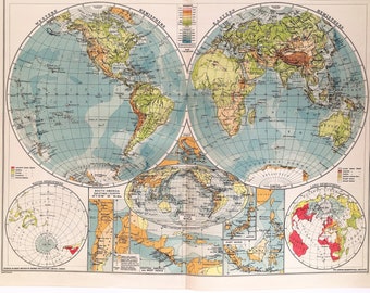 World Map 1930 - Etsy