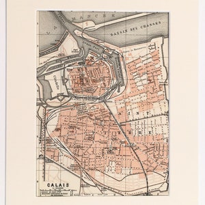 CALAIS Town City Plan, FRANCE 1910 Small Antique Colour Map - Etsy