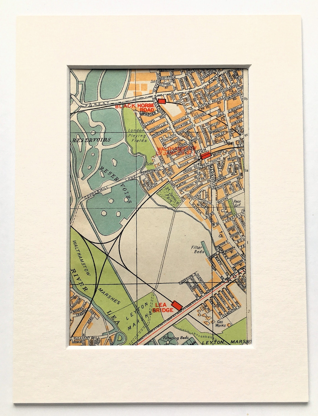 1930s VINTAGE LONDON MAP, North London, Walthamstow, Upper Clapton ...