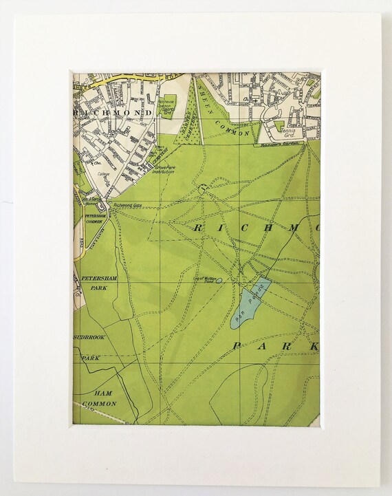 1940s VINTAGE LONDON MAP South West London Richmond Park - Etsy