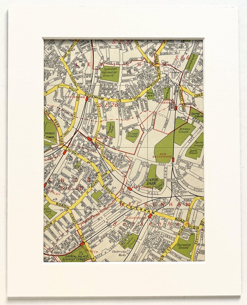 Beckenham, Penge, Sydenham C. 1960 VINTAGE LONDON MAP, South East ...