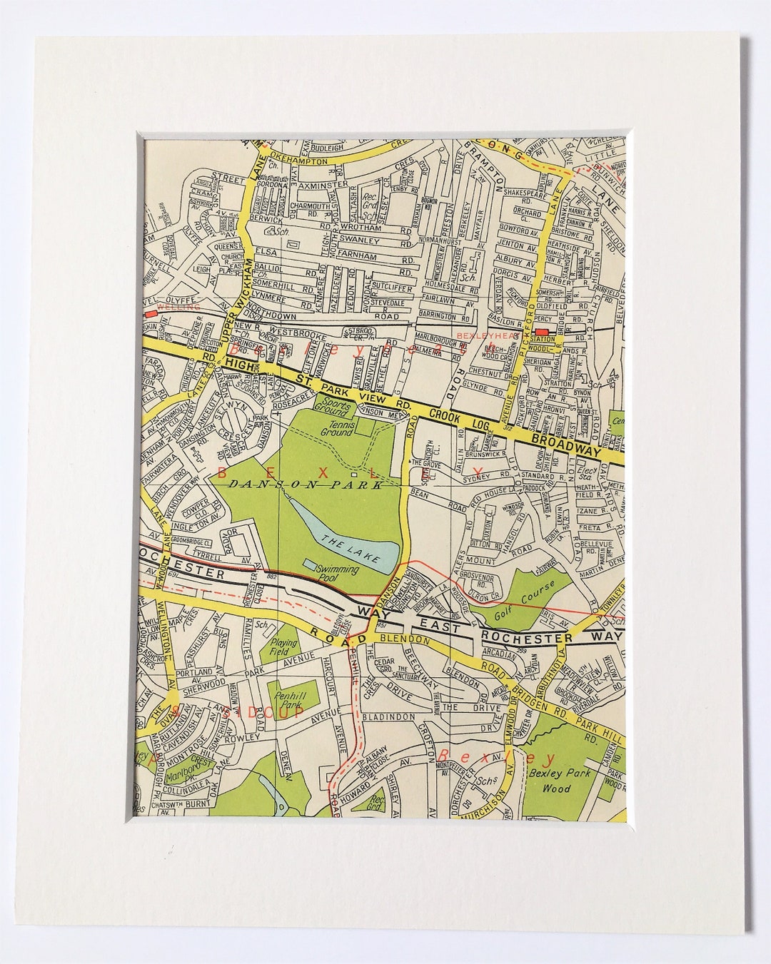 C. 1960 VINTAGE LONDON MAP, South East London, Bexleyheath, Welling ...