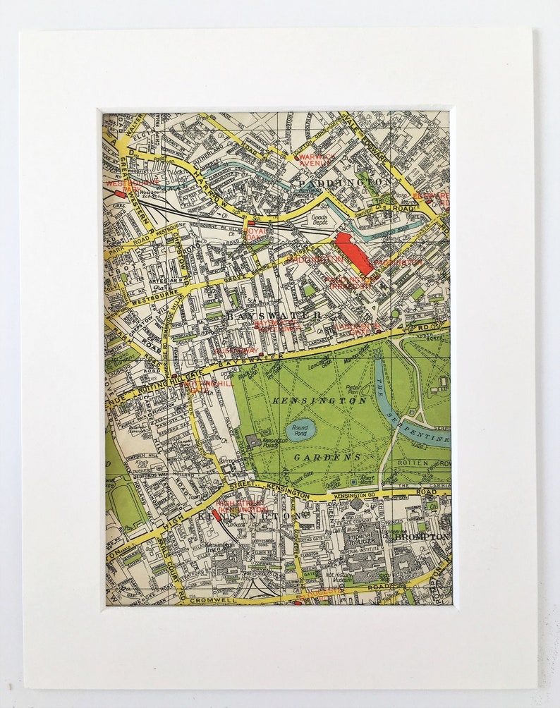 1940s VINTAGE LONDON MAP Central London Kensington Gardens - Etsy