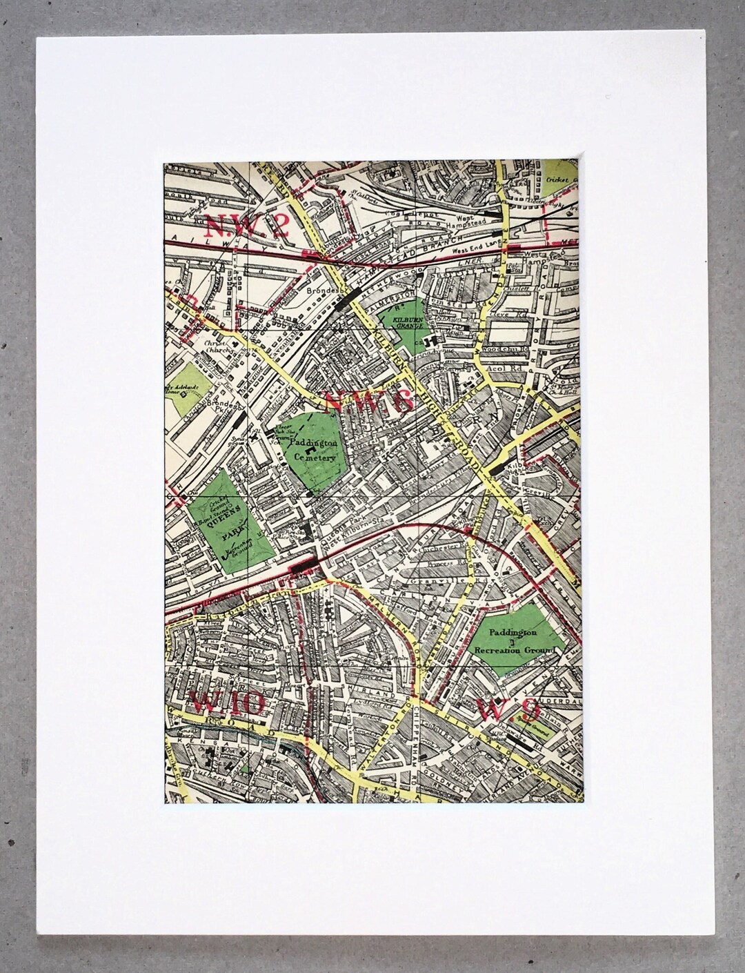 C. 1940 VINTAGE LONDON MAP, North West London, Willesden, Harlesden ...