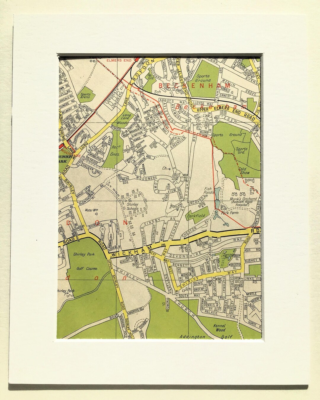 Elmers End, Woodside, Addington C. 1960 VINTAGE LONDON MAP, South East ...