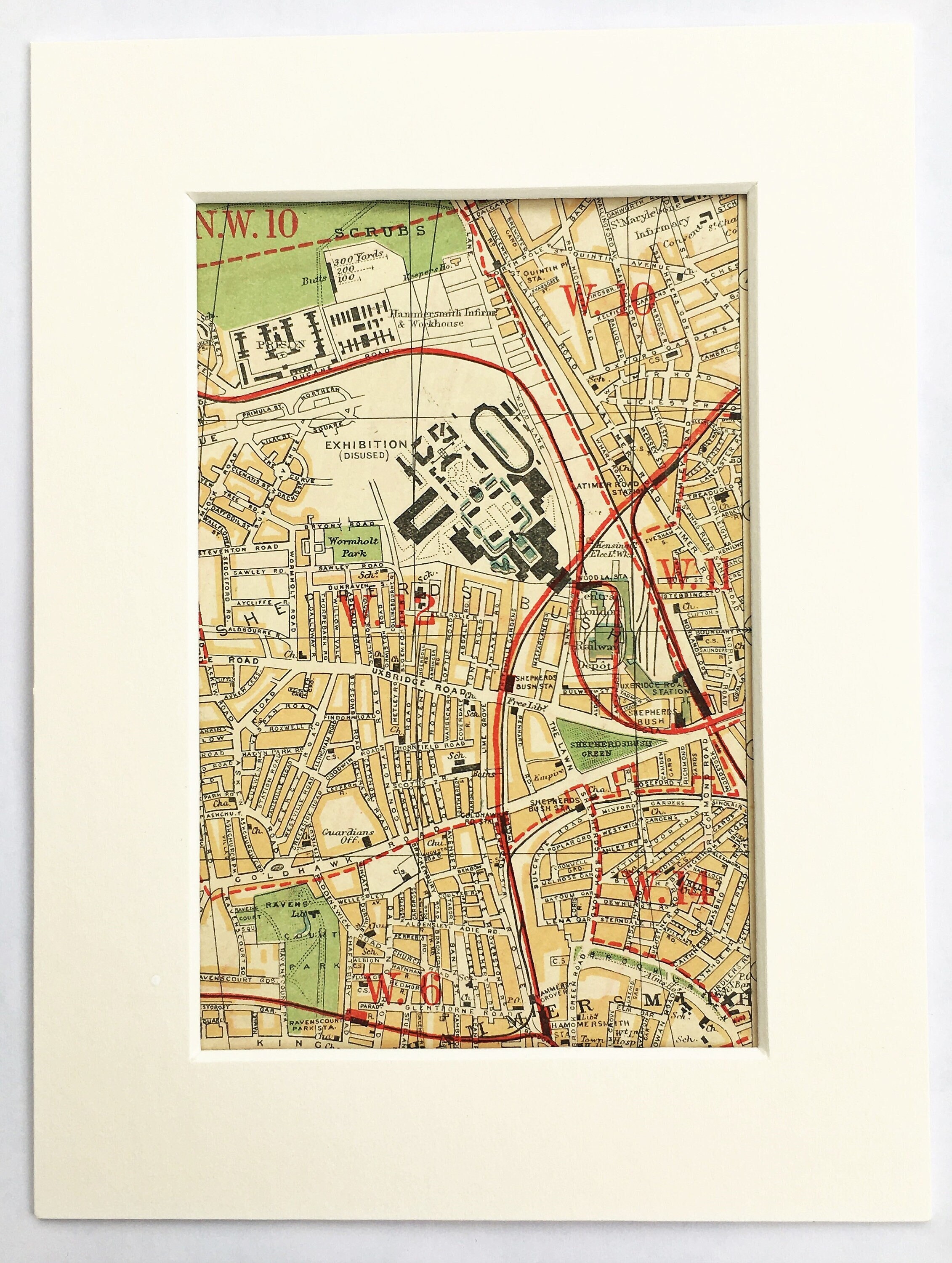 1920s VINTAGE LONDON MAP West London Hammersmith White - Etsy