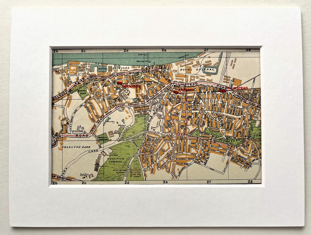 1930s VINTAGE LONDON MAP, South East London, Woolwich, Plumstead ...