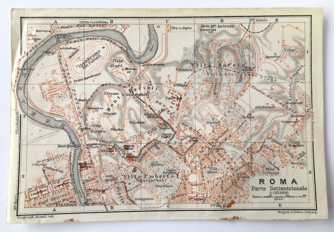 ROM Stadtplan, ITALIEN 1926 kleine antike farbige Karte - Etsy.de