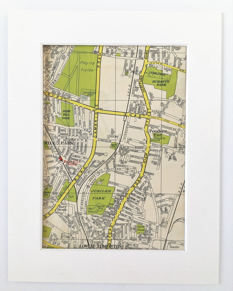 1940s VINTAGE LONDON MAP North London Ponders End Lower - Etsy