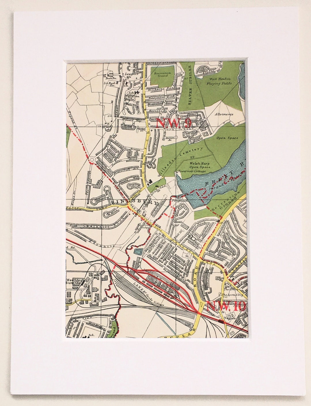 C. 1940 VINTAGE LONDON MAP, North West London, Kingsbury, Neasden ...