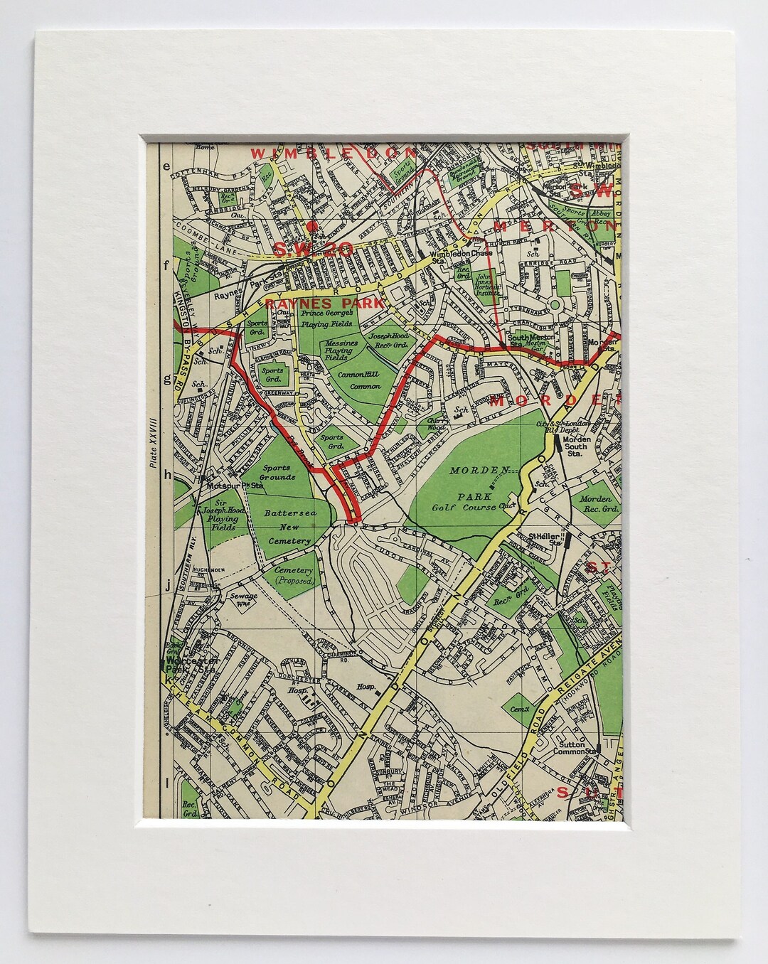 1930s VINTAGE LONDON MAP South West London Wimbledon - Etsy
