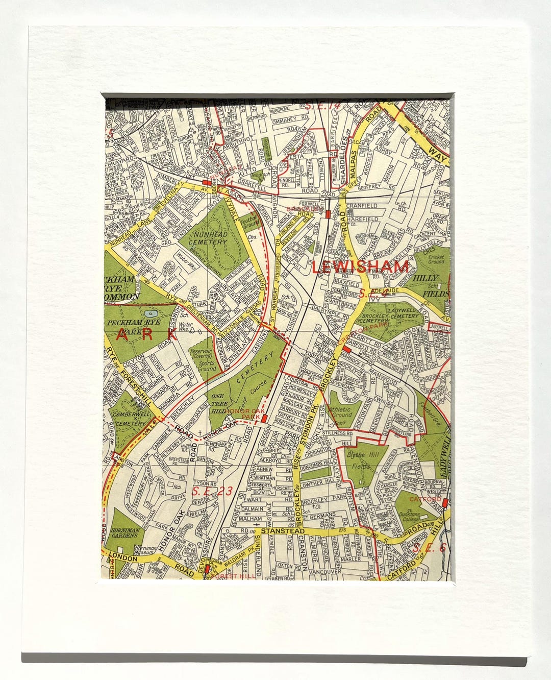 C. 1960 VINTAGE LONDON MAP, South London, Peckham, Nunhead, Brockley ...