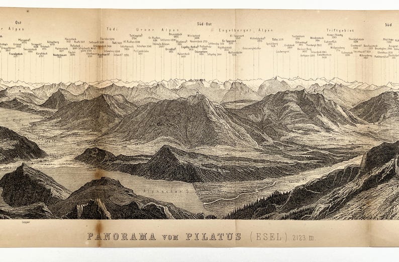 PILATUS PANORAMA, Uri & Emmental Alps Mountains, Switzerland, C. 1910 ...