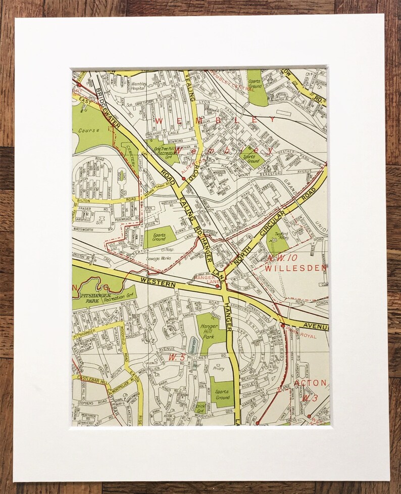 C. 1960 VINTAGE LONDON MAP, North West London, Wembley, Alperton ...