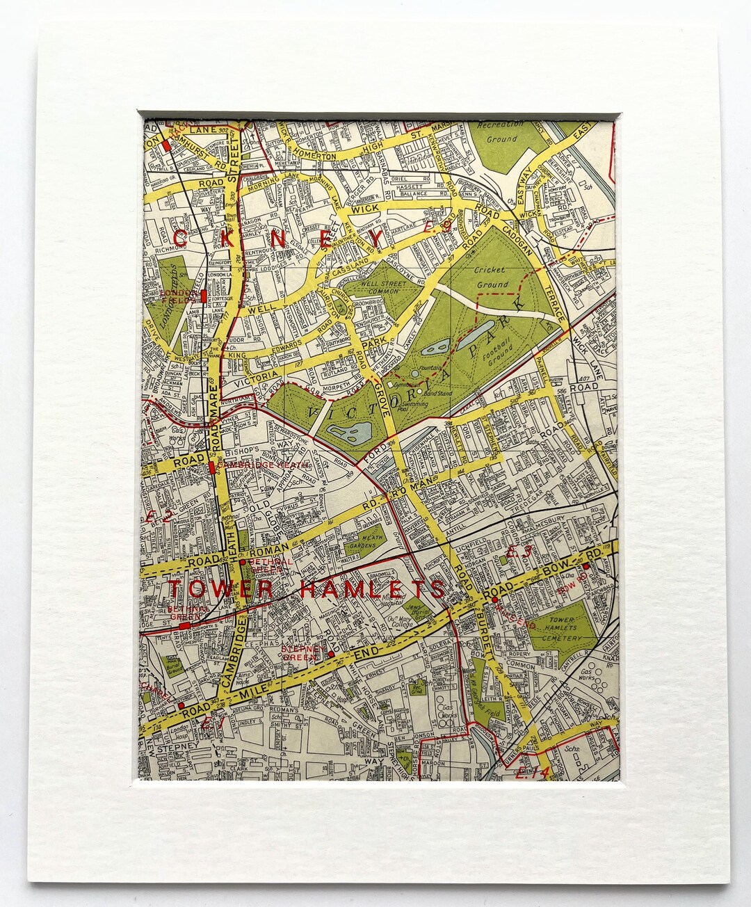 C. 1960 VINTAGE LONDON MAP, East London, Stepney, Bethnal Green ...