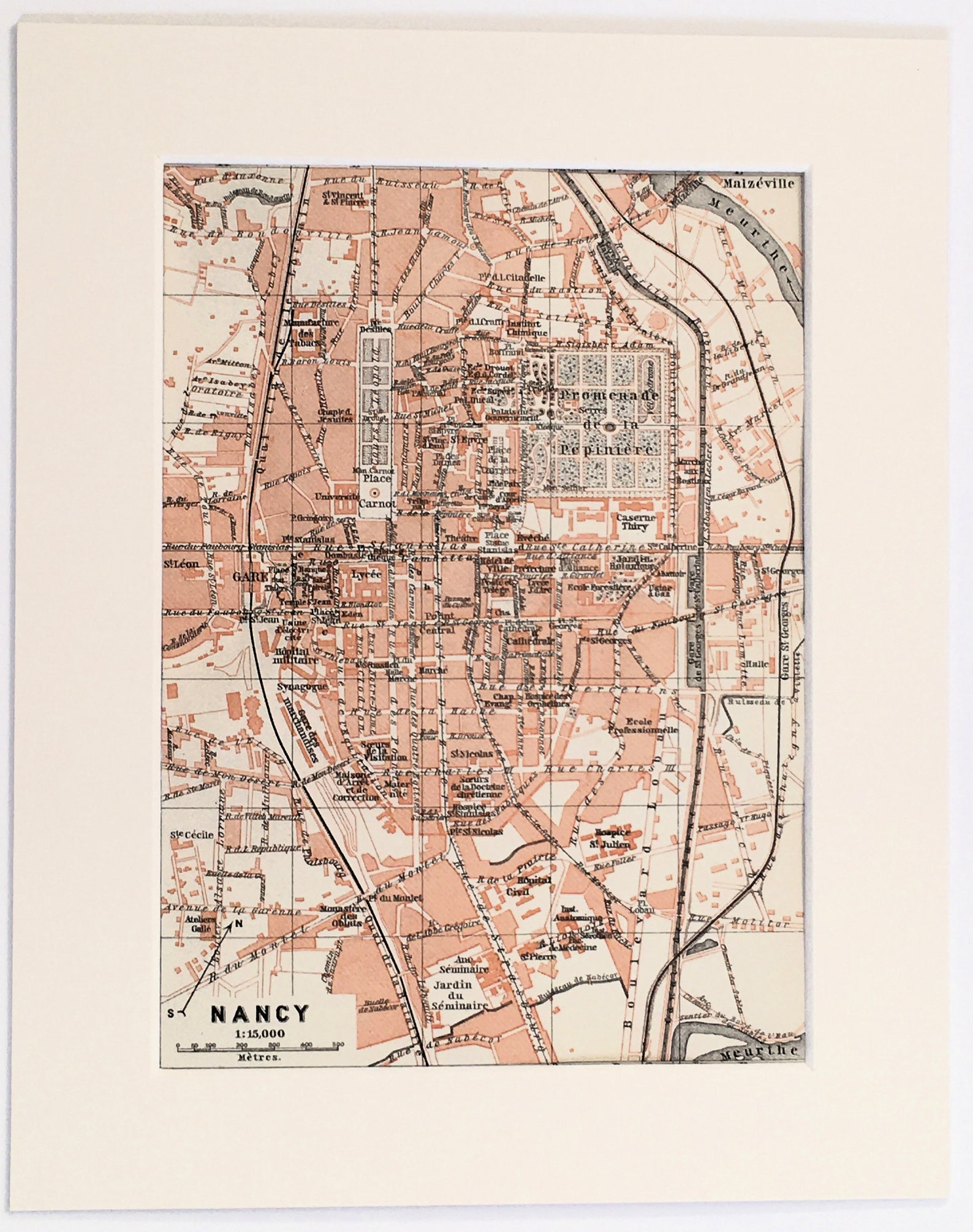 NANCY Town City Plan, FRANCE 1910 Small Antique Colour Map - Etsy