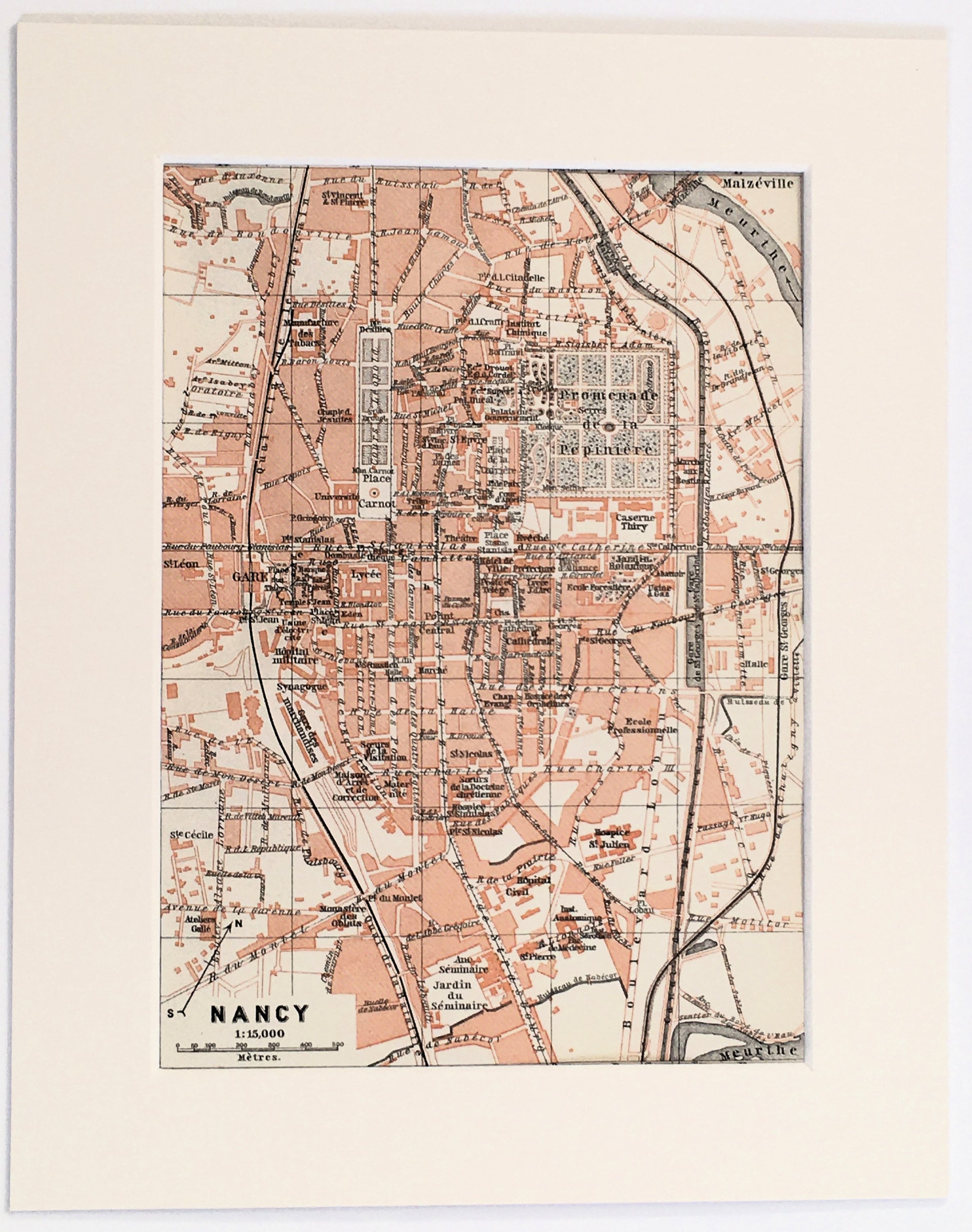 NANCY Town City Plan, FRANCE 1910 Small Antique Colour Map - Etsy