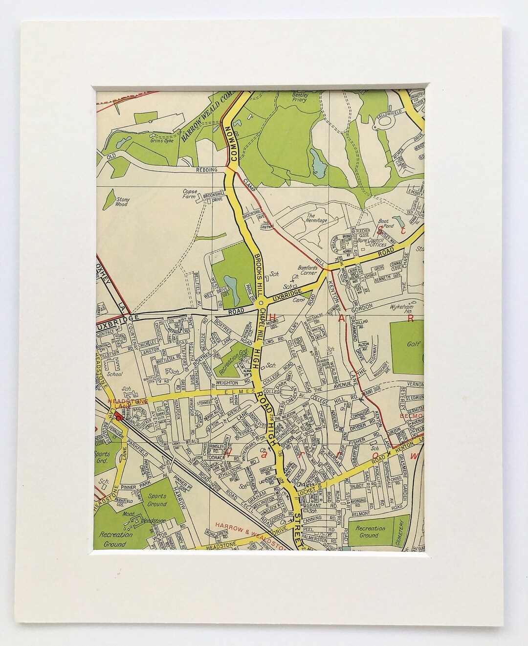 C. 1960 VINTAGE LONDON MAP, North West London, Harrow & Wealdstone ...