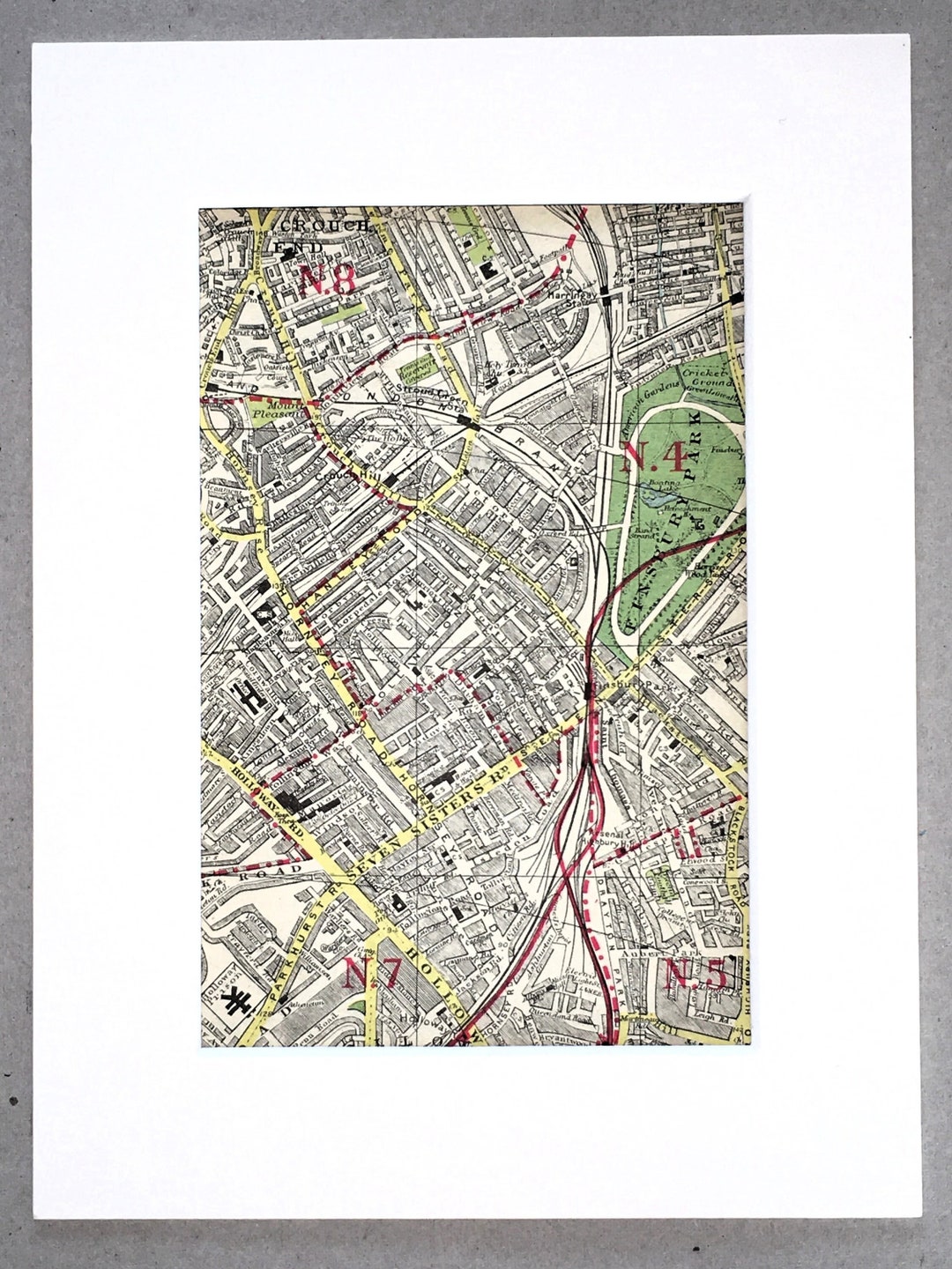 C. 1940 VINTAGE LONDON MAP North London Finsbury Park - Etsy