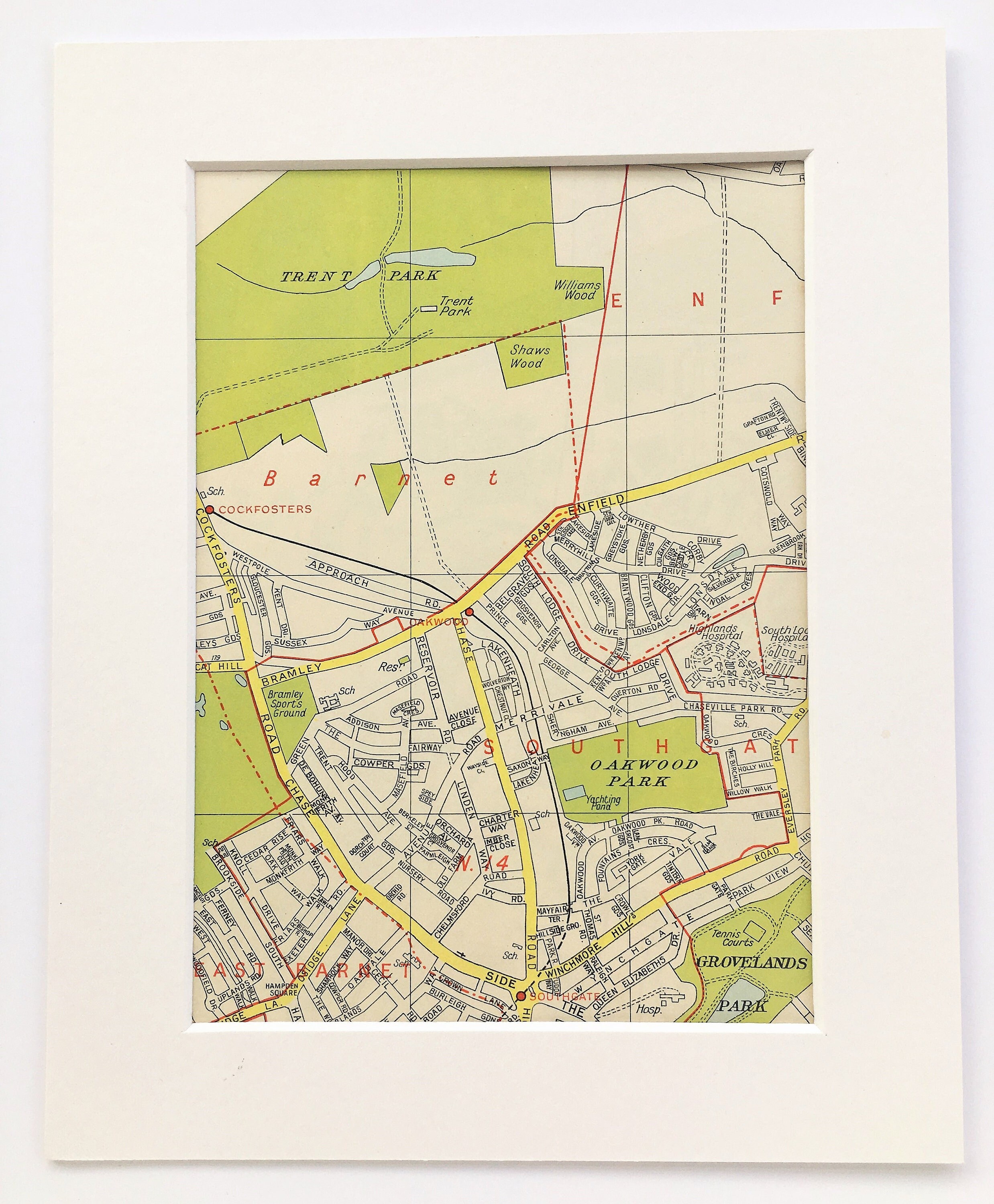 C. 1960 VINTAGE LONDON MAP North London Oakmore Southgate - Etsy