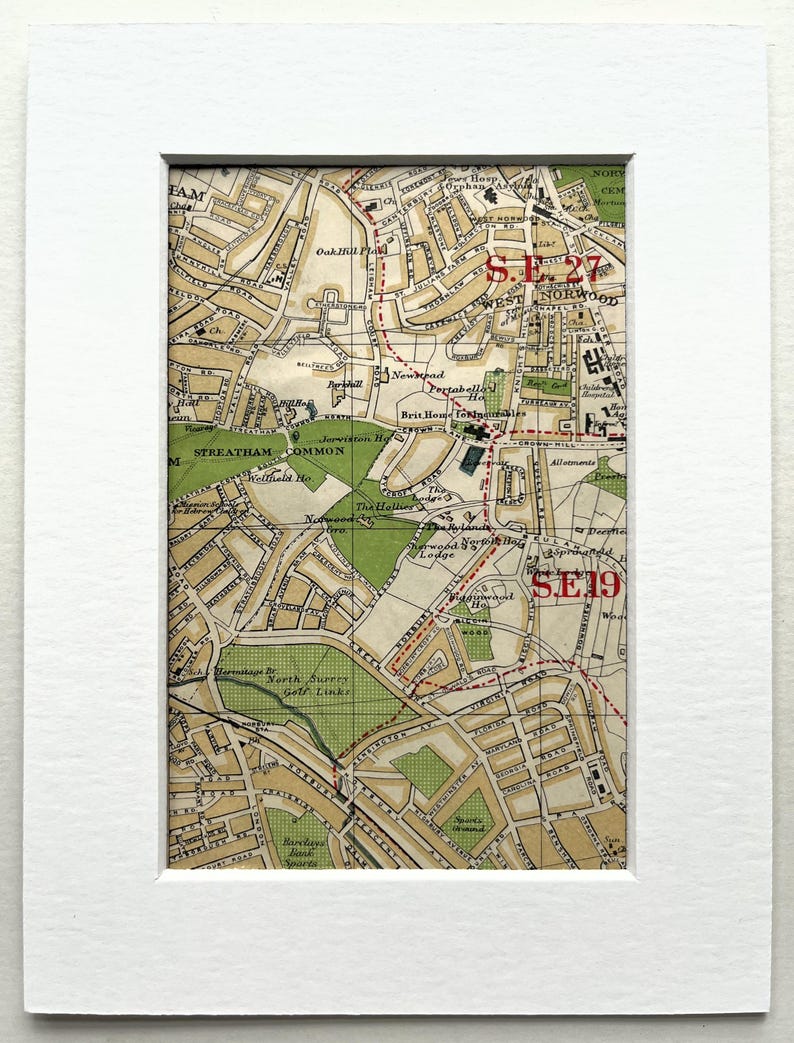 1930s VINTAGE LONDON MAP, South East London, Streatham, West Norbury ...