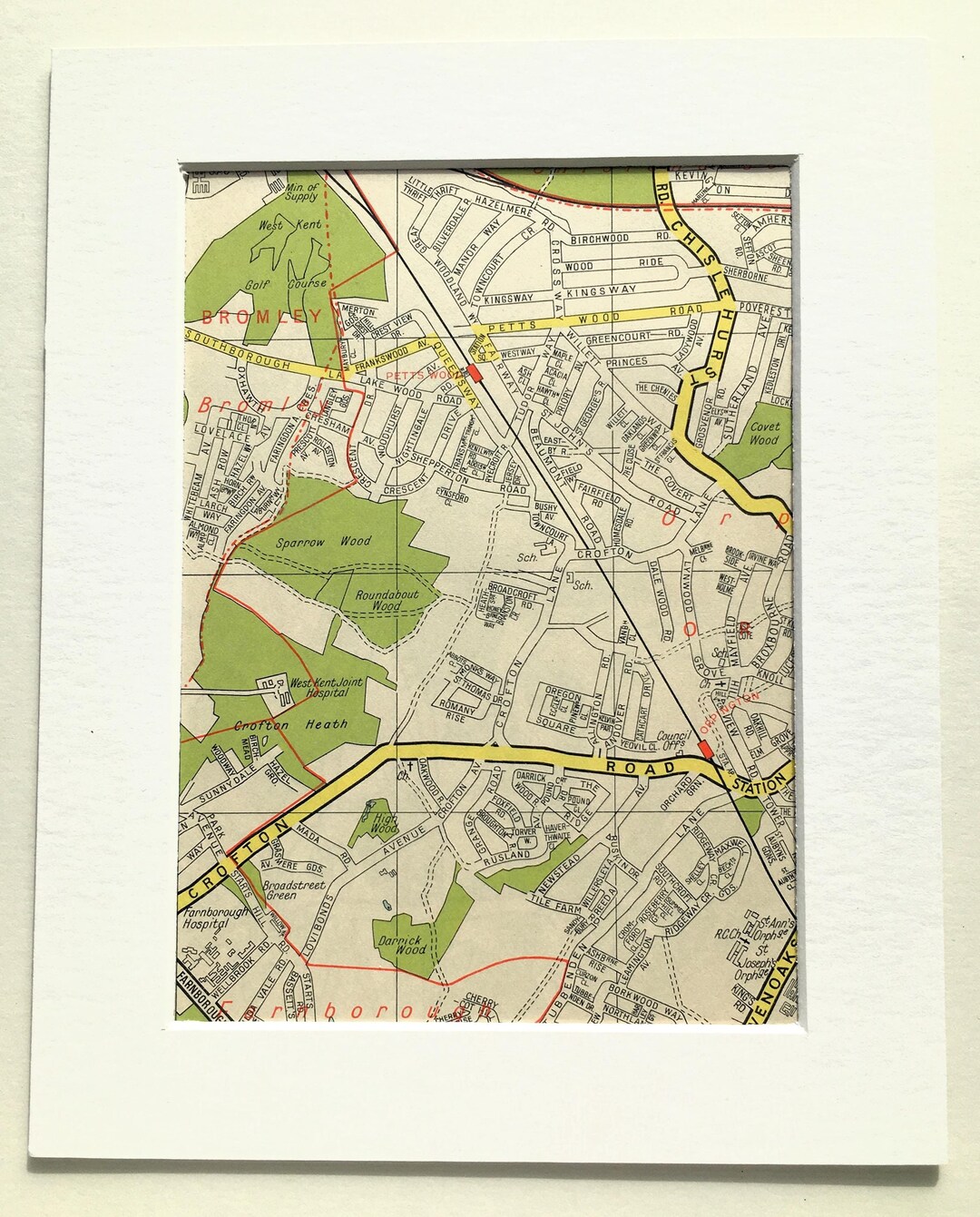 Petts Wood, Orpington C. 1960 VINTAGE LONDON MAP, South East London ...