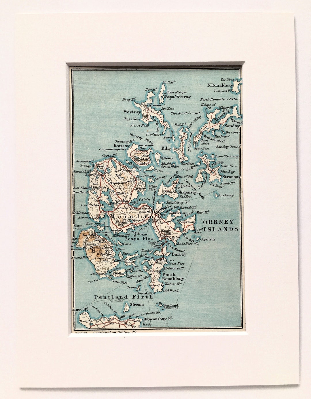 ORKNEY ISLANDS Plan C. 1950 Vintage Map, Matted/ Mounted for Framing - Etsy
