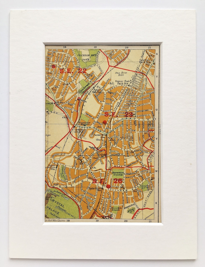 1920s VINTAGE LONDON MAP South East London Honor Oak - Etsy