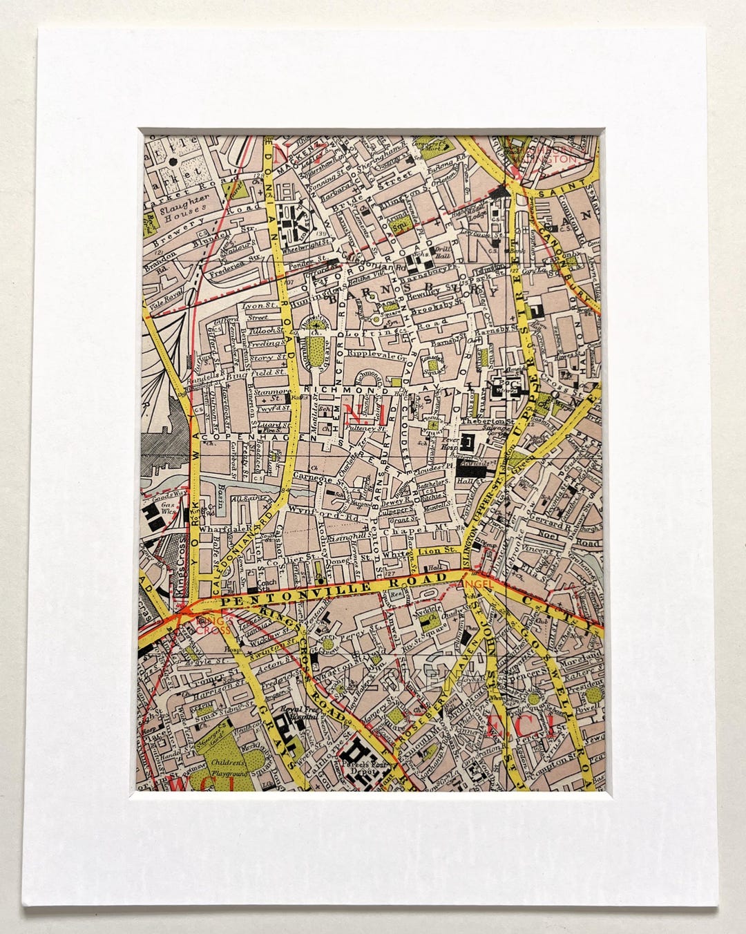 1959 VINTAGE LONDON MAP, North London, Islington, Kings Cross ...
