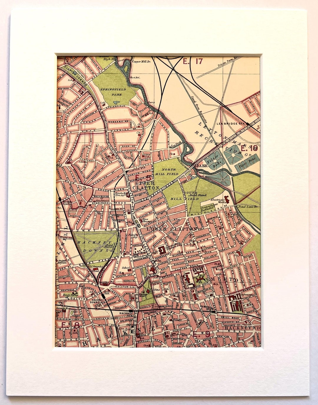 1930 Antique LONDON Map, Hackney, Clapton, Stamford Hill, Matted ...