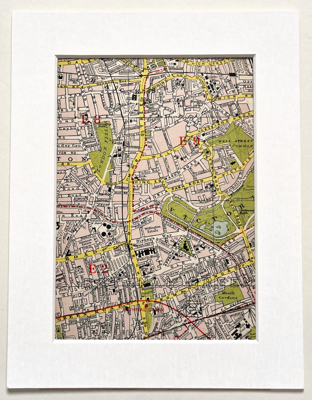 1959 VINTAGE LONDON MAP, East London, Hackney, Bethnal Green, Victoria ...