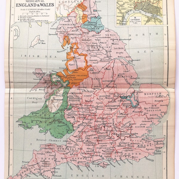 Medieval Map Wales - Etsy