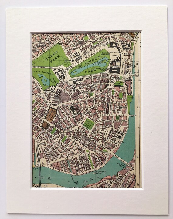 1930s VINTAGE LONDON MAP Central London Westminster - Etsy